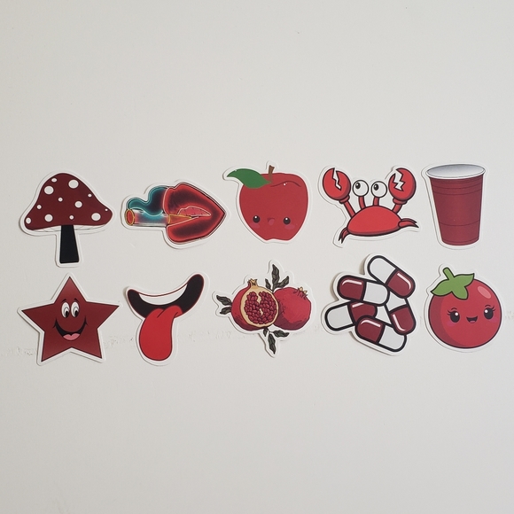 Accessories | 315 5pcs Red Stickers | Poshmark